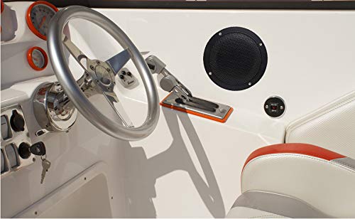 Herdio 4 Inches Waterproof Marine Ceiling Flush Wall Mount Speakers with 160 Watts Power, Handling for Kitchen Bathroom Boat Car Motorcycle Cloth Surround and Low Profile Design - 1 Pair (Black)