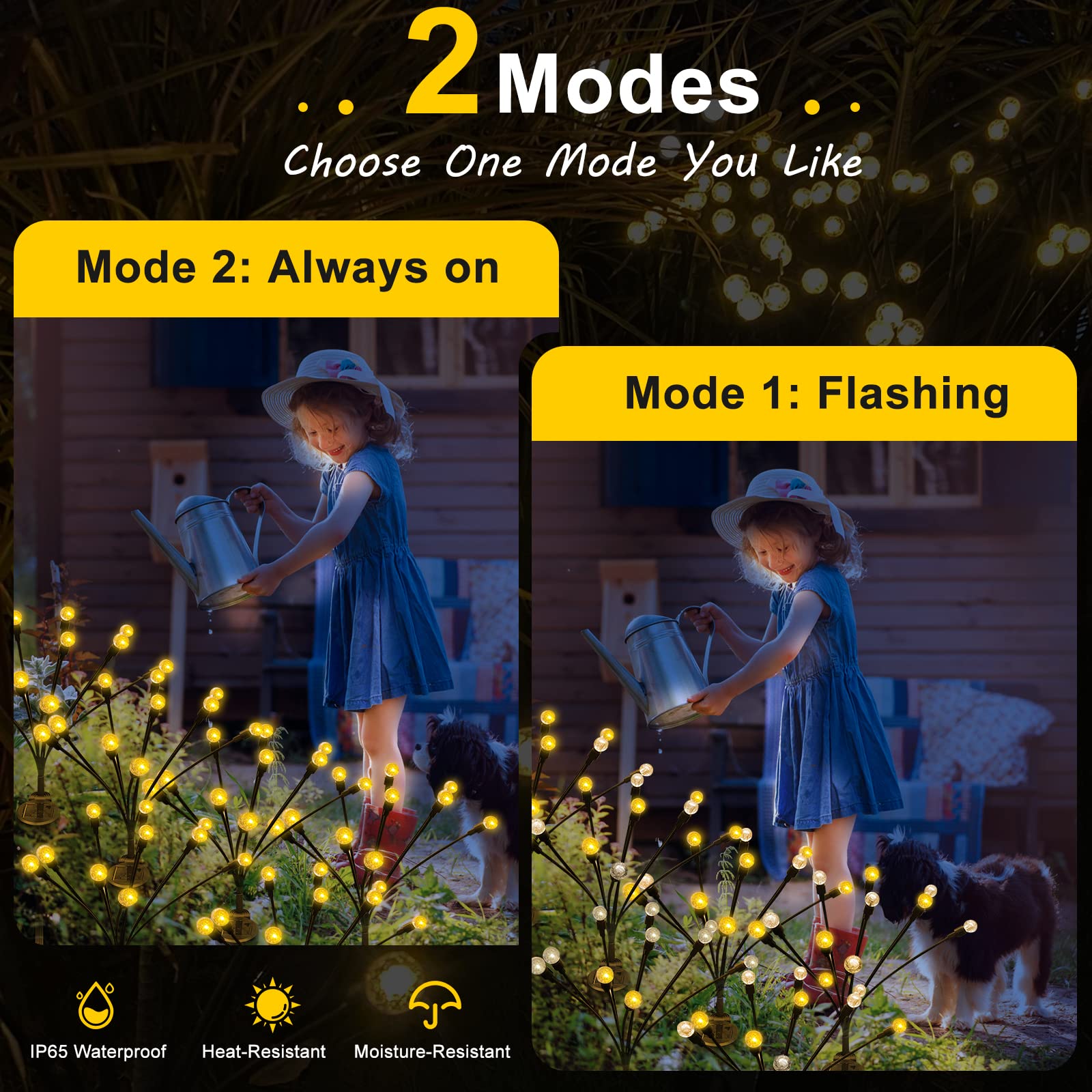 Solar Lights Outdoor Waterproof, Latest Garden Lights Solar Powered Firefly Outdoor Decor Light Yard Lights, Christmas Decorative Lights for Yard Patio Path Fence, 20 LED Solar Lights for Outside