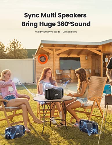 KuccHero Bluetooth Speakers, 50W(70W Max) Loud Portable Speaker with Subwoofers, 30H Playtime, Ex-Bass, TWS, Gift for Men, IPX5 Waterproof Outdoor Speaker for Beach/Party/Camping