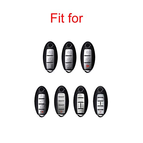 Royalfox(TM) 3 4 5 6 Buttons 3D Bling Soft TPU keyless Entry Remote Smart Key Fob case Cover for Infiniti Nissan Murano Pathfinder Titan Maxima Lannia Qashqai Sunny (Silver)