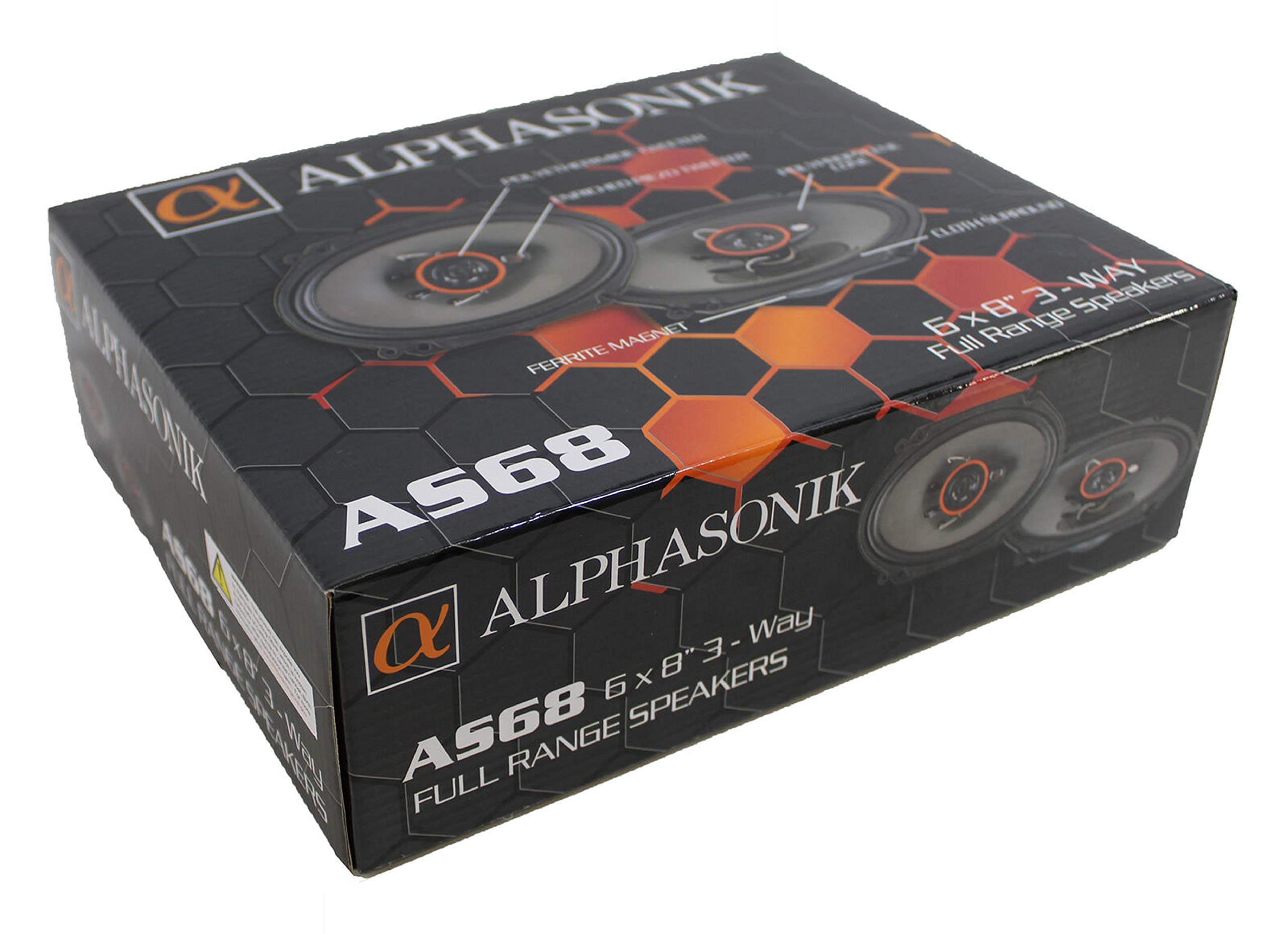 Alphasonik AS68 6x8 inch 350 Watts Max 3-Way Car Audio Full Range Coaxial Speakers with Universal Mounting Holes for Easy Installation