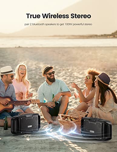 KuccHero Bluetooth Speakers, 50W(70W Max) Loud Portable Speaker with Subwoofers, 30H Playtime, Ex-Bass, TWS, Gift for Men, IPX5 Waterproof Outdoor Speaker for Beach/Party/Camping