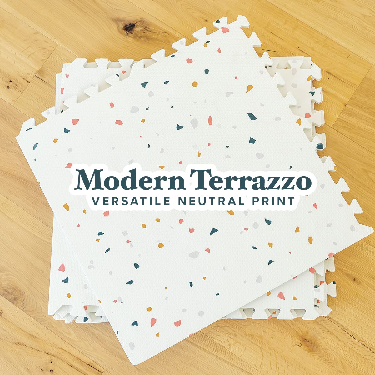 New! 4' x 6' Baby & Child Play Mat - Modern Terrazzo Design - Extra-Thick - Seamless Edges Playmat - Neutral Cream Color - 100% Non-Toxic Kids Extra Large Play Mat | Simply Tots Brand