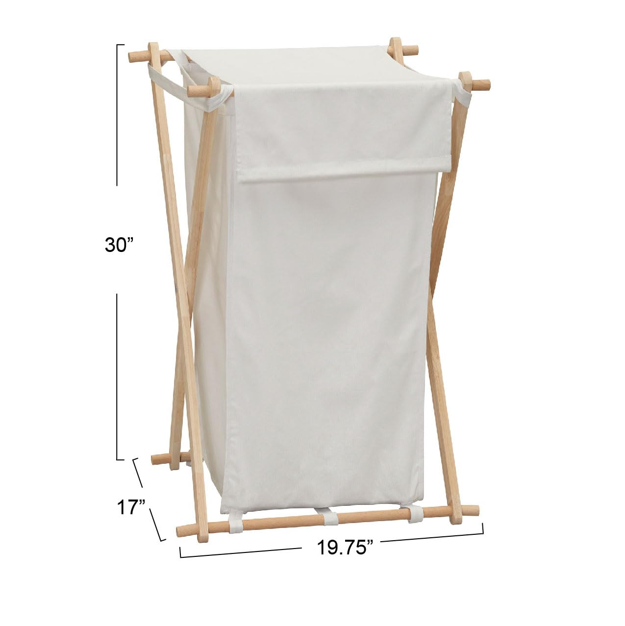Household Essentials White Househod Essentials Laundry Hamper with Wood X Frame Large