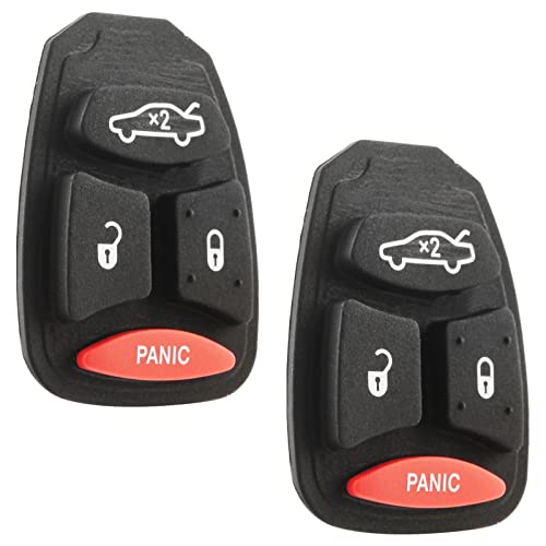 Replacement For 2005-2009 Chrysler Dodge Jeep 4-Button Remote Key Fob Shell Case Pad KOBDT04A (Set of 2)