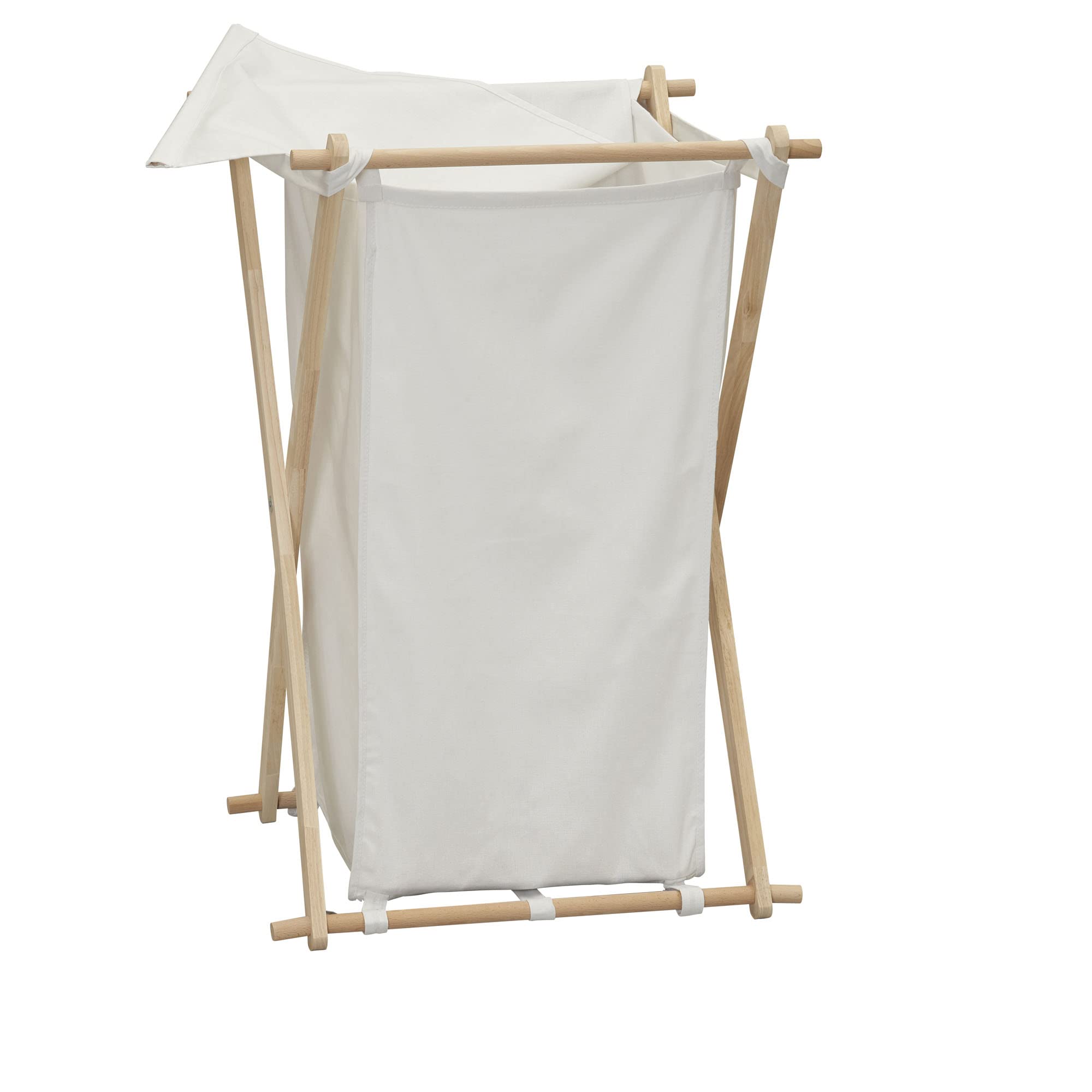 Household Essentials White Househod Essentials Laundry Hamper with Wood X Frame Large
