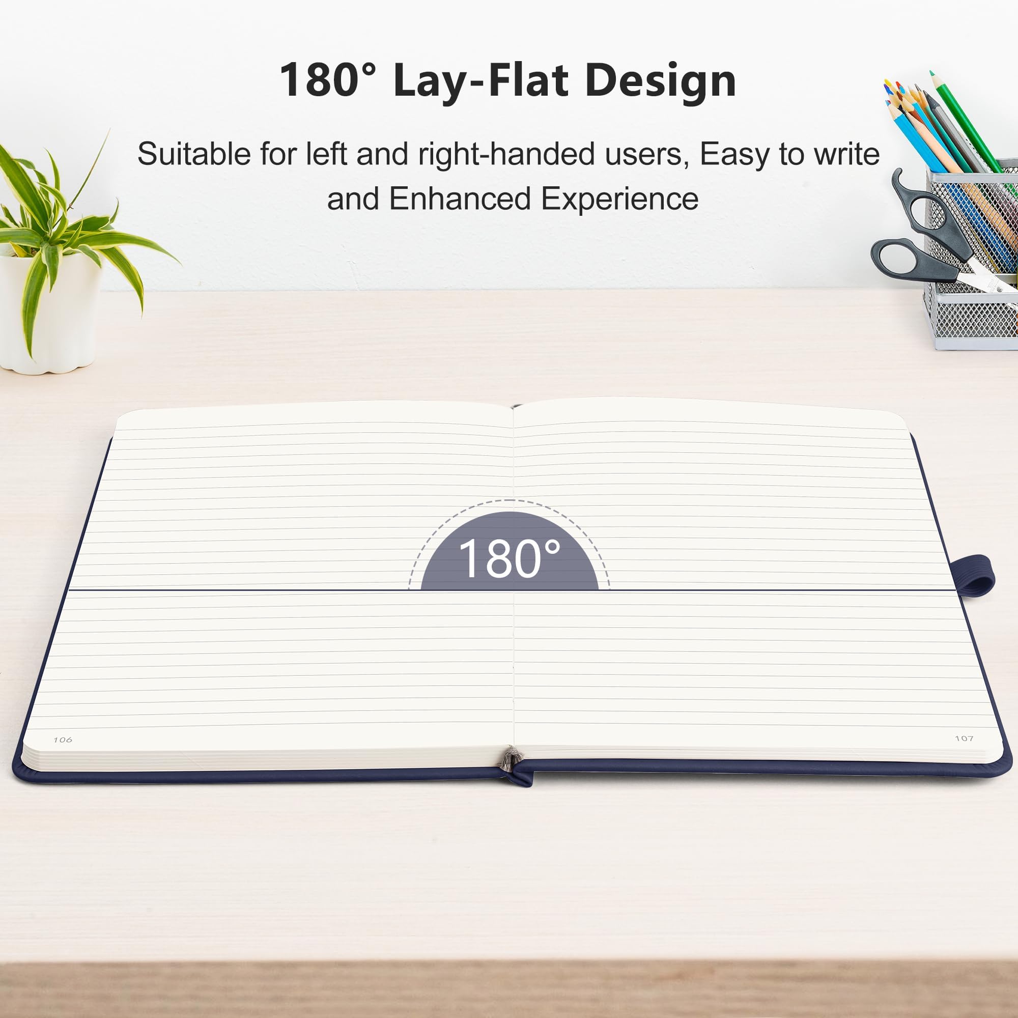 RETTACY Lined Journal Notebook Hardcover 2 Pack - A5 Business Journal with 376 Numbered Pages,100gsm Thick Paper 5.75'' × 8.38''