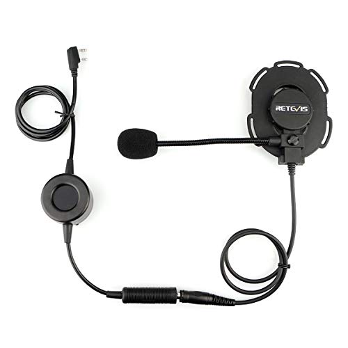 Retevis Tactical Military Walkie Talkie Headset with Mic 2 Pin, Compatible RT22 RT21 H-777 Baofeng UV-5R 888S pxton Walkie Talkie, 2 Way Radio Headphone with Big PTT, for Airsoft(1 Pack)