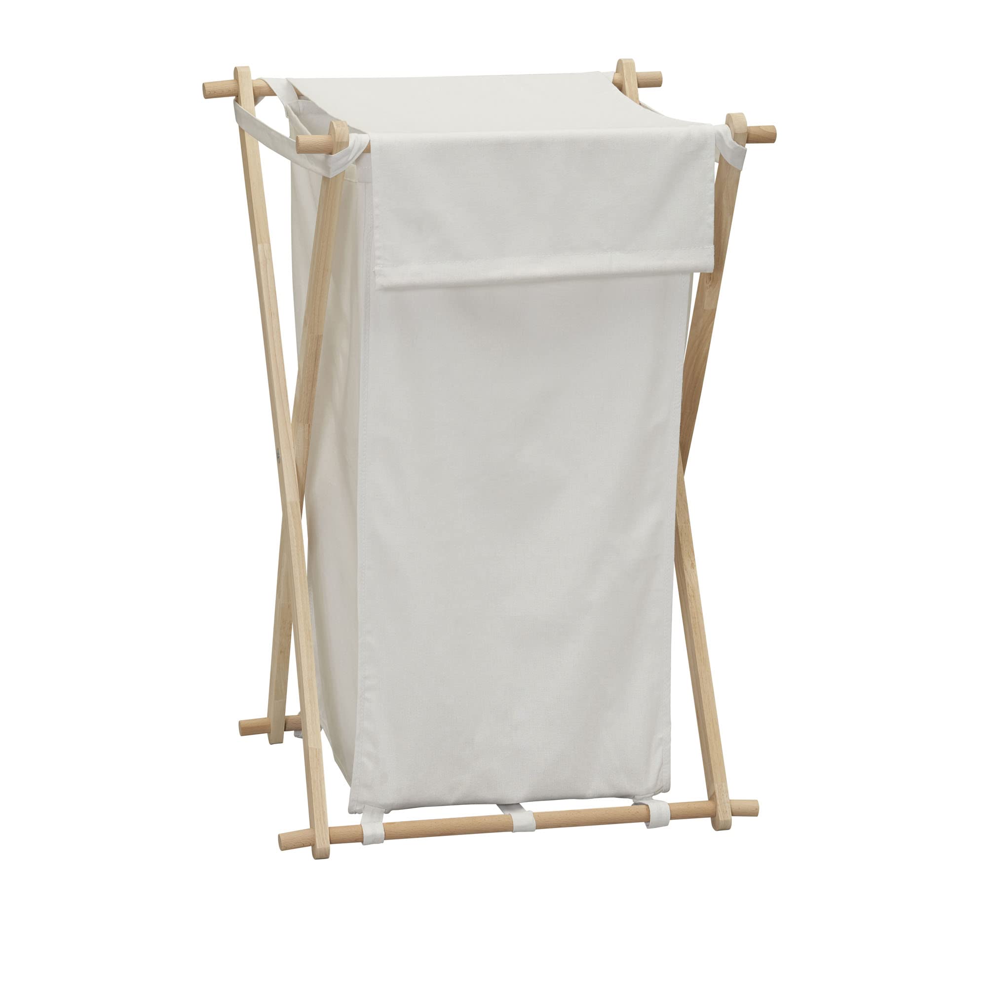 Household Essentials White Househod Essentials Laundry Hamper with Wood X Frame Large