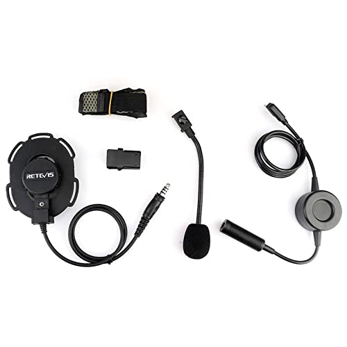 Retevis Tactical Military Walkie Talkie Headset with Mic 2 Pin, Compatible RT22 RT21 H-777 Baofeng UV-5R 888S pxton Walkie Talkie, 2 Way Radio Headphone with Big PTT, for Airsoft(1 Pack)