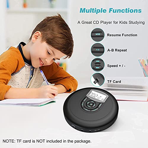 CD Player Portable, Portable CD Player with Built-in Speakers, Rechargeable CD Player for Car and Personal Use, Walkman CD Player with Headphones