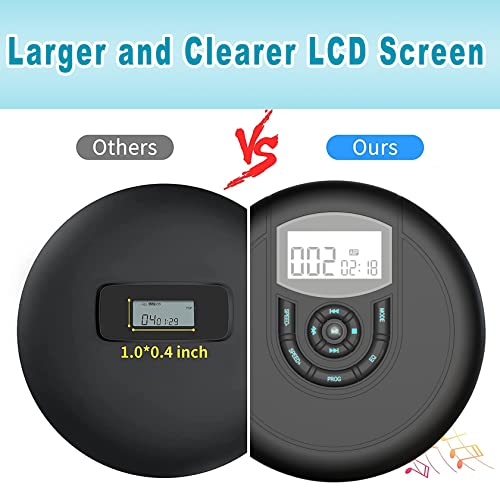 CD Player Portable, Portable CD Player with Built-in Speakers, Rechargeable CD Player for Car and Personal Use, Walkman CD Player with Headphones