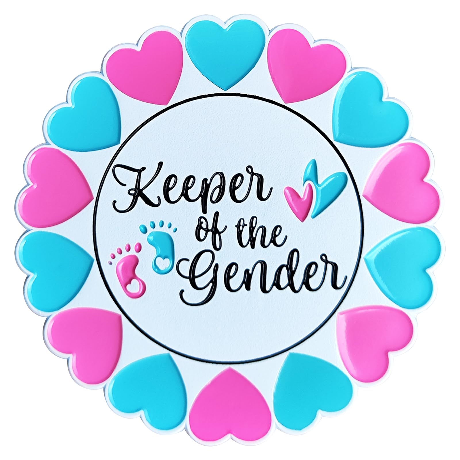 Arturbo Keeper of the Gender Reveal Button Badges Baby Feet Hearts Enamel Lapel Pins Brooch for Baby Shower Gender Reveal Party Favors Gifts Decoration