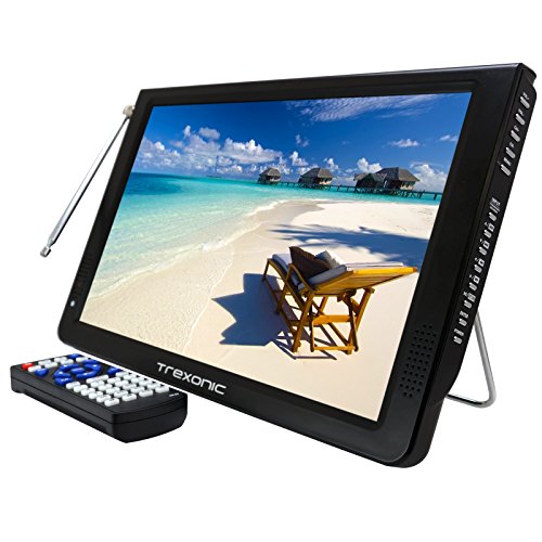 Trexonic Ultra Lightweight Rechargeable 12" LED TV With HDMI, SD, MMC, USB, VGA, Headphone Jack, AV Inputs and Output And Built-in Digital Tuner