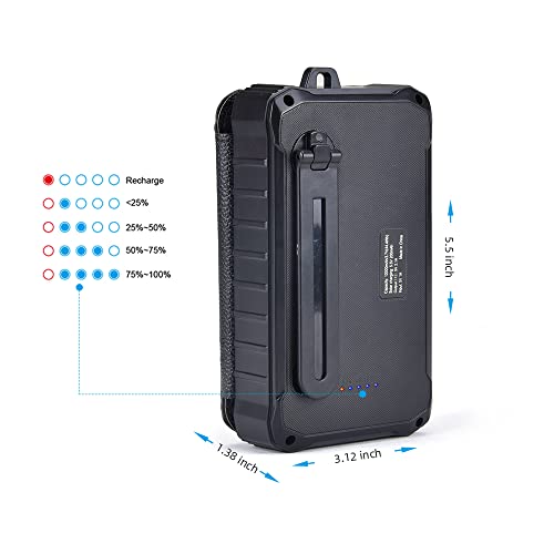 B BZ Solutions Solar Power Bank with Manual Hand Crank Power Generator12000mAh for iPhone, Tablet, Samsung Dual USB Output Emergency LED Light Outdoor Camping Survival Gear