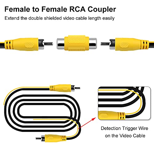 GreenYi Double-Shielded Car RCA Rear View Camera Video Extension Cord(32.8FT / 10M), Pure Copper Back Up Rearview Reverse Cam Male to Male AV Connector Adapter Wire