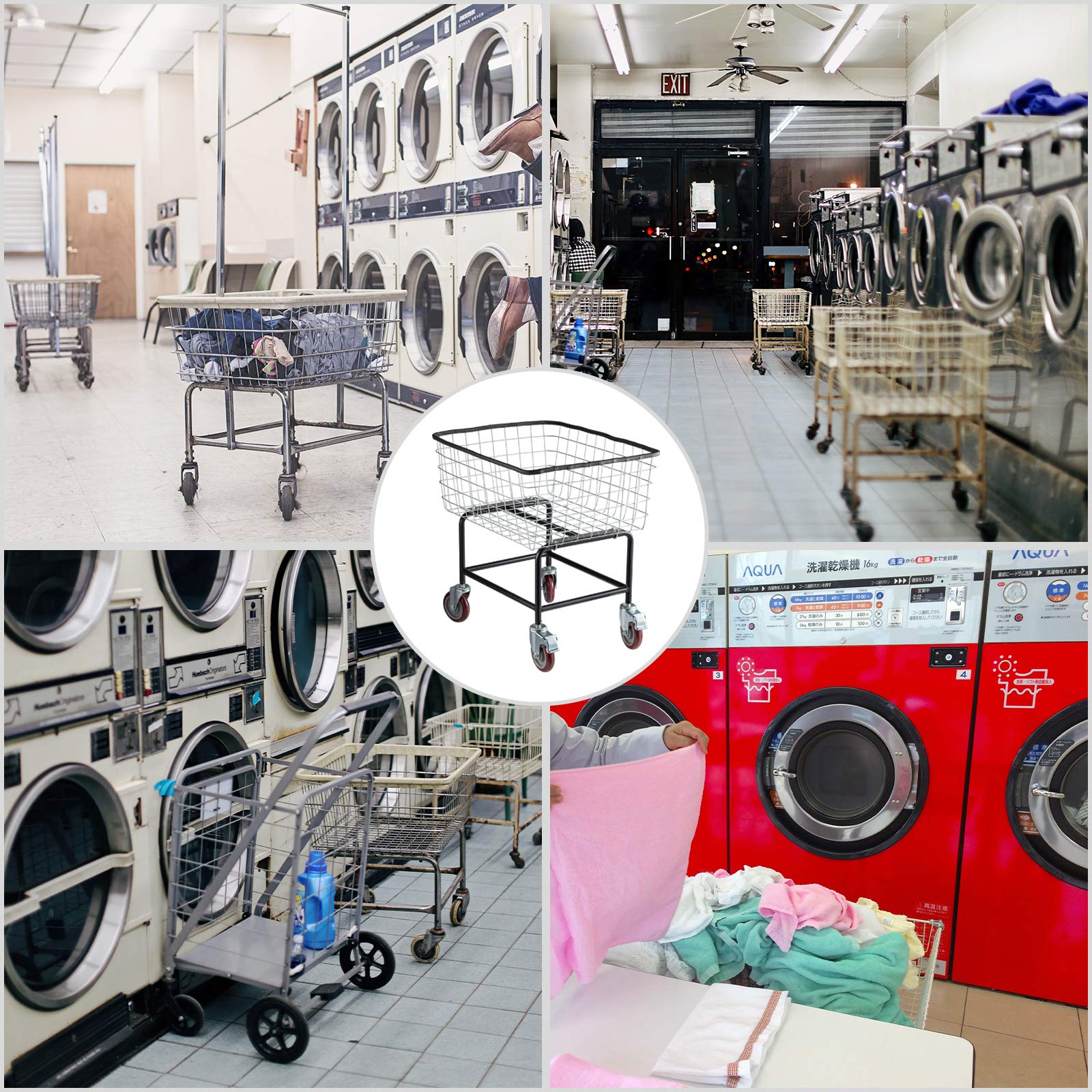 VEVOR Wire Laundry Cart 2.2 Bushel, Wire Laundry Basket With Wheels 20''x15.7''x26'', Commercial Wire Laundry Basket Cart, Galvanized Steel Frame with 5'' Casters, Wire Basket Cart for Laundry