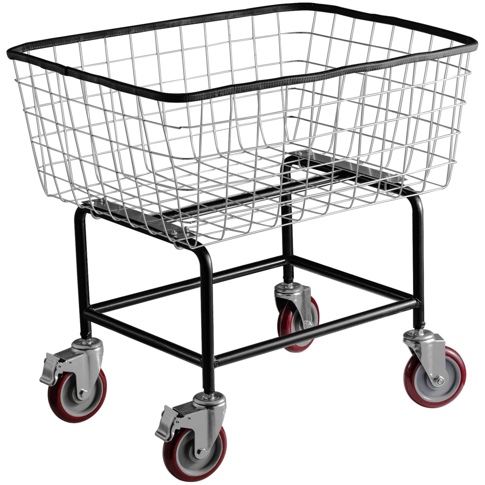 VEVOR Wire Laundry Cart 2.2 Bushel, Wire Laundry Basket With Wheels 20''x15.7''x26'', Commercial Wire Laundry Basket Cart, Galvanized Steel Frame with 5'' Casters, Wire Basket Cart for Laundry