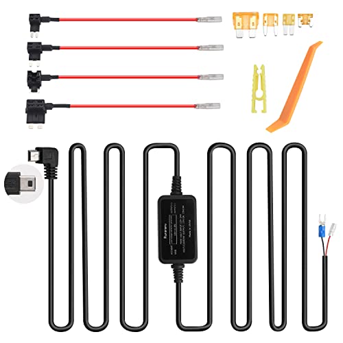 Dash Cam Hardwire Install Kit Mini USB Hard Wire Kit Compatible with Nexar Pro/Nexar Beam,CHORTAU B-T13 B-T19,Pruveeo D30 D40,VanTop H612,BOOGIIO OK-831,70mai,Rove R2-4K Dash Camera Charger Power Cord