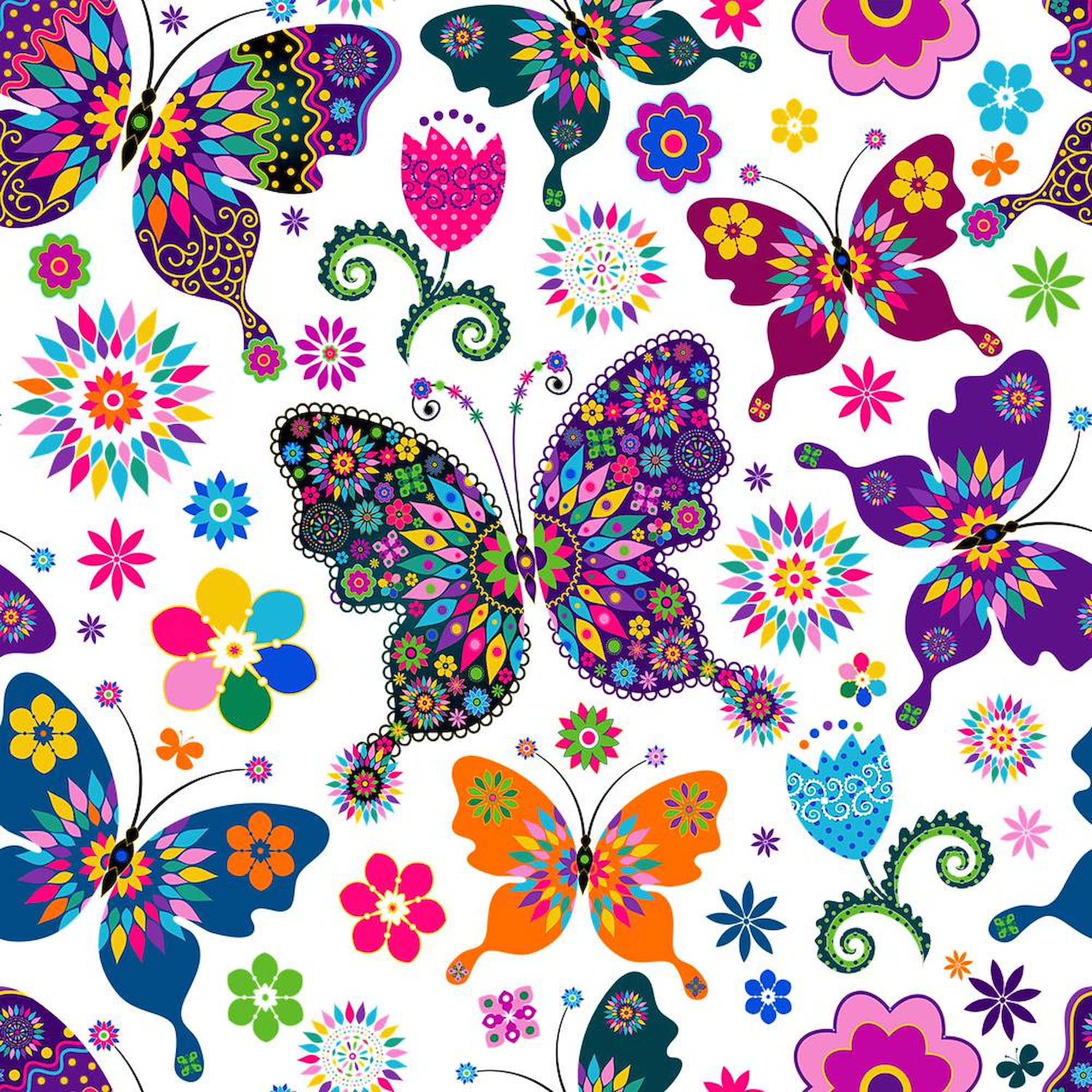 CafePress Colorful Flowers And Butterflies Pattern Mugs Ceramic Coffee Mug, Tea Cup 11 oz