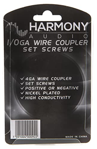 Harmony Audio HA-WC0 Car Stereo Power or Ground 1/0 Gauge Wire Splice Coupler - Nickel Plated