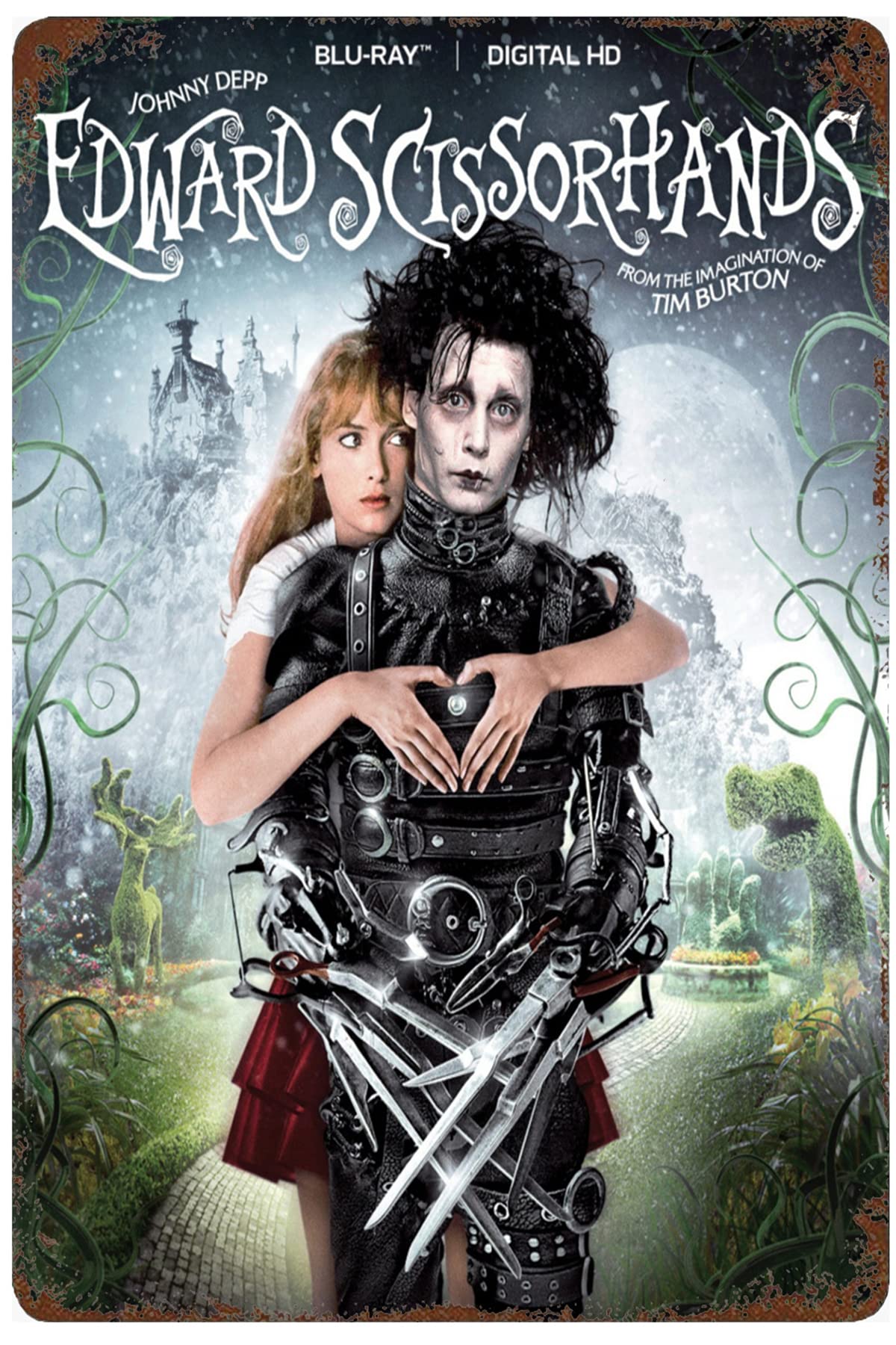 HZYXH Edward Scissorhands Movie Vintage Metal Tin Sign, Movie Poster Tin Sign, Wall Decor for Bars, Restaurants, Cafes, Pubs 12 x 8 inches
