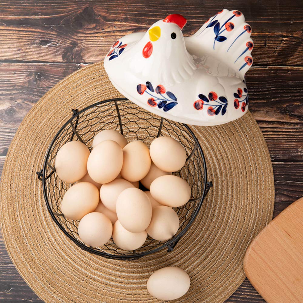 Egg Basket, Chicken Wire Egg Collection Baskets for Gathering Fresh Eggs,Ceramic Fresh Egg Holders Countertop (Berry)