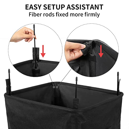 WOWLIVE Large Rolling Laundry Basket Wheels 90L Collapsible Tall Laundry Hamper Handle Foldable Dirty Clothing Basket Fold up Rectangular Hampers for Laundry Dorm Room (Black)