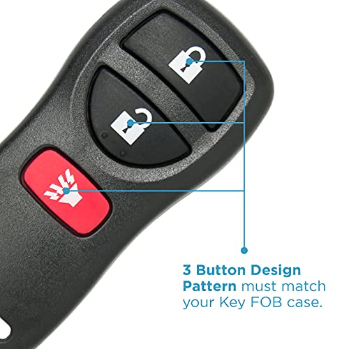 Keyless2Go Replacement for New Shell Case and 3 Button Pad for Remote Key Fob with FCC KBRASTU15 - Shell ONLY (2 Pack)