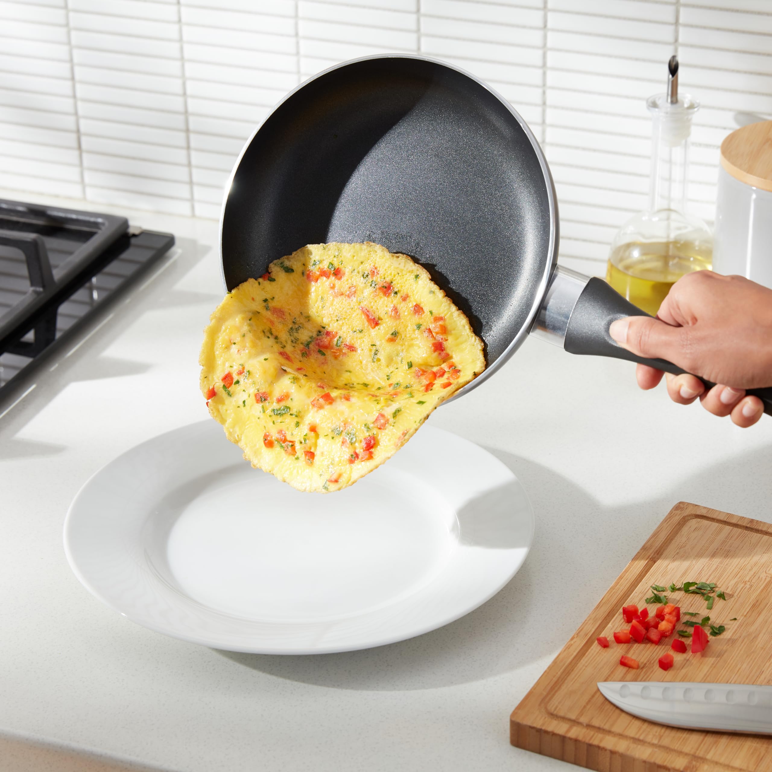 Amazon Basics Non-Stick Cookware Set, Pots and Pans - 8-Piece Set
