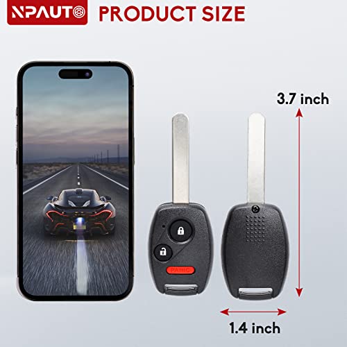 NPAUTO Key Fob Replacement for Honda CRV CRZ Accord Fit Insight 2007 2008 2009 2010 2011 2012 2013 2014 2015 Keyless Entry Remote Control Car Ignition Key Fobs (MLBHLIK-1T, 3 Button, 1Pcs)