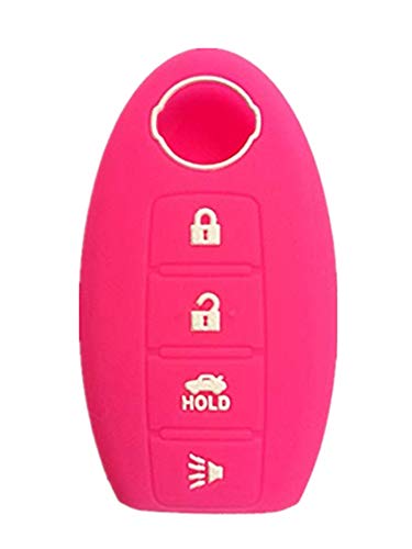 KAWIHEN Silicone Keyless Entry Smart Remote Key Fob Cover Compatible with for Nissan 350Z 370Z Altima Armada GT-R Leaf Pathfinder Rogue Sentra Maxima Murano Versa CWTWB1U840 285E3-3SG0D (rose red)