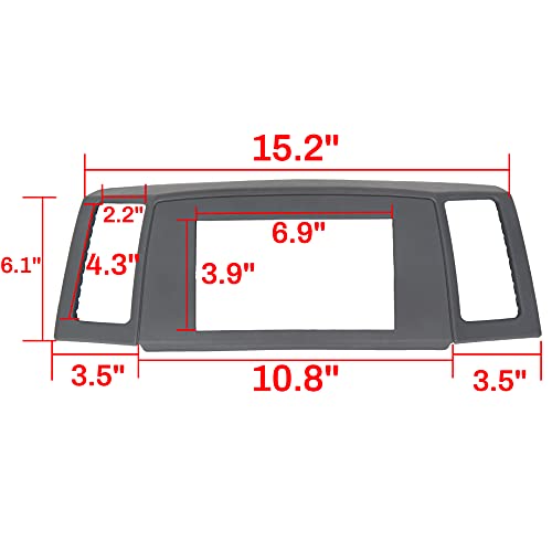 ECOTRIC Double Din Compatible with 2005-2007 Jeep Grand Cherokee with Wiring Harness Antenna Adapter Double Din Navigation Radio Bezel