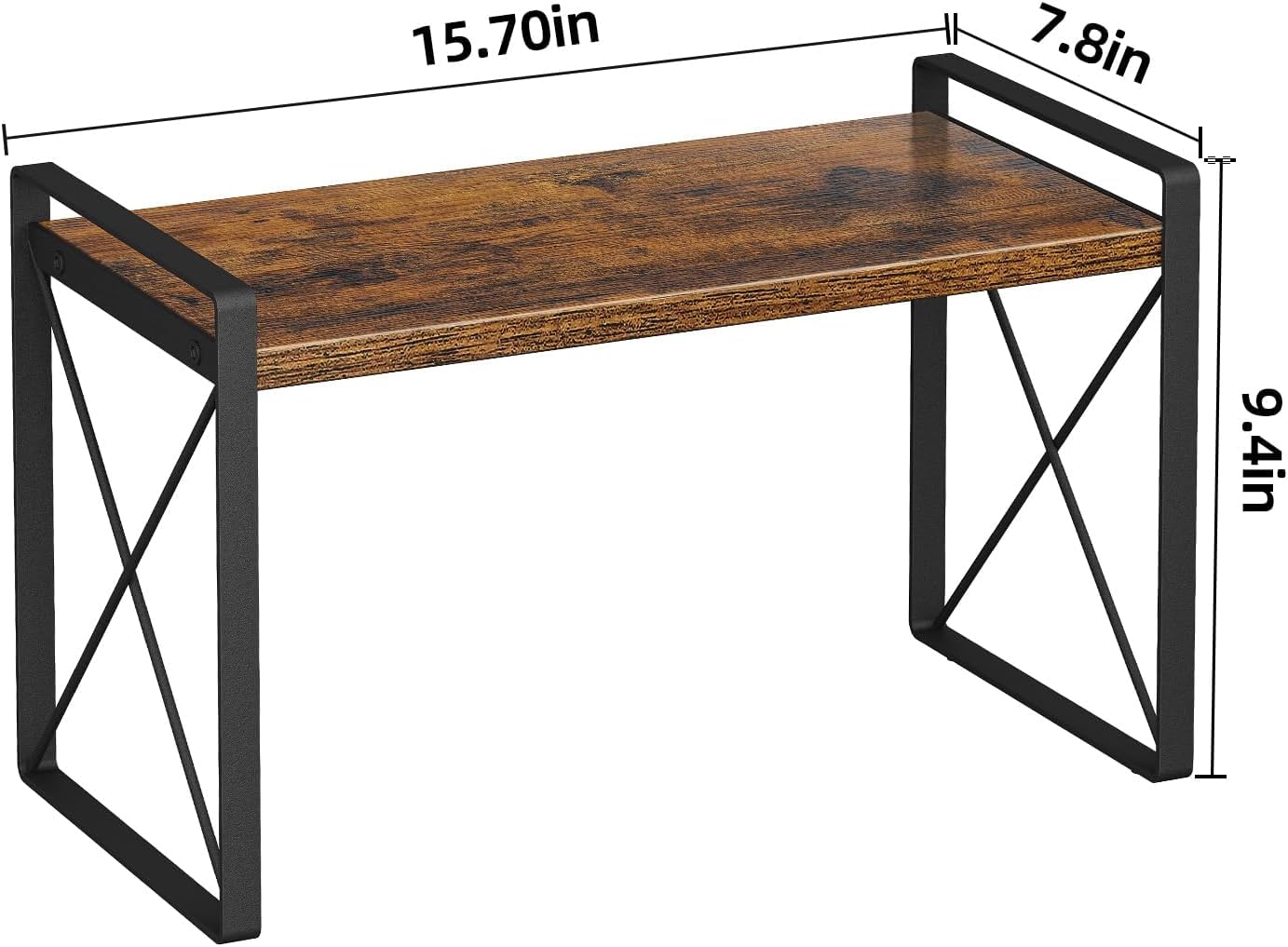 Giikin Countertop Shelf Organizer, Cupboard Stand Spice Rack, Retro Style Cabinet Shelf for Pantry, Kitchen, Bathroom, Reading Room, Bedroom to Save Space (15.7 Inches, Rustic Brown)