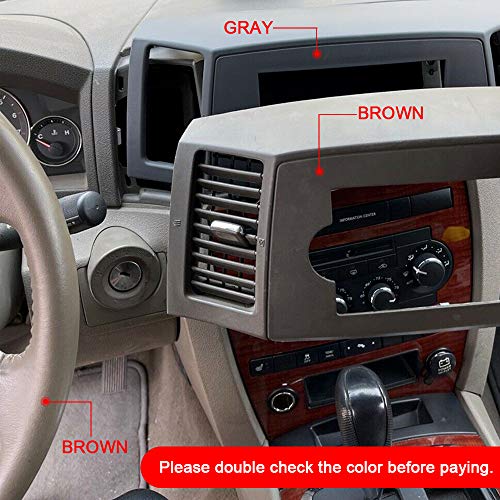 ECOTRIC Double Din Compatible with 2005-2007 Jeep Grand Cherokee with Wiring Harness Antenna Adapter Double Din Navigation Radio Bezel