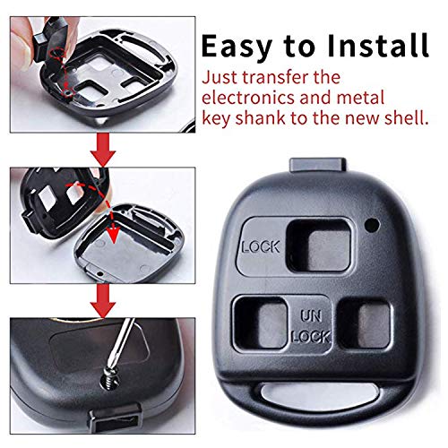 for Lexus Key Fob Shell,Replacement Key Case Housing Keyless Entry Remote Key Case with Stickers Fit for Lexus GS300 GS400 GS430 GX470 IS300 LS400 LS430 LX470 RX300 RX330 (1 Black)