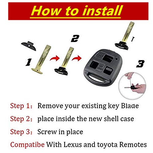 for Lexus Key Fob Shell,Replacement Key Case Housing Keyless Entry Remote Key Case with Stickers Fit for Lexus GS300 GS400 GS430 GX470 IS300 LS400 LS430 LX470 RX300 RX330 (1 Black)
