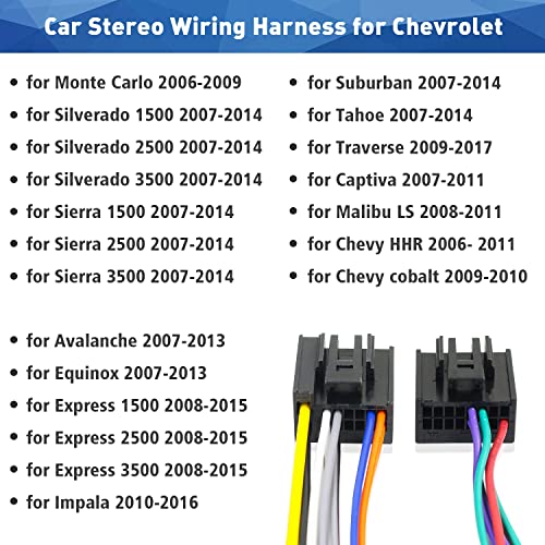 Car Radio Stereo Wiring Harness Compatible with GMC/Chevrolet/Buick Stereo Wire Connector Adapter
