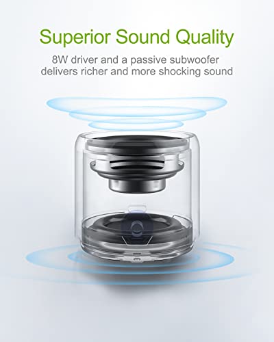 EWA A106Max Loud Bluetooth Speakers Extra Deep Bass, 8W HD Sound Louder Volume Wireless Speaker, Bluetooth 5.0 Wireless for Home, Party, Outdoor, Travel (Black)