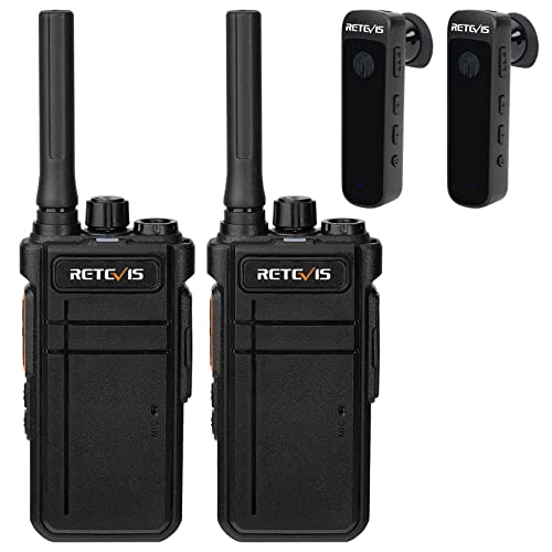 Retevis RB37 New Version,Bluetooth Two Way Radio,Walkie Talkies for Adults,Wireless Earpiece,2000 mAh,VOX,Type-C,for Retail Pet Hospital (2 Pack)