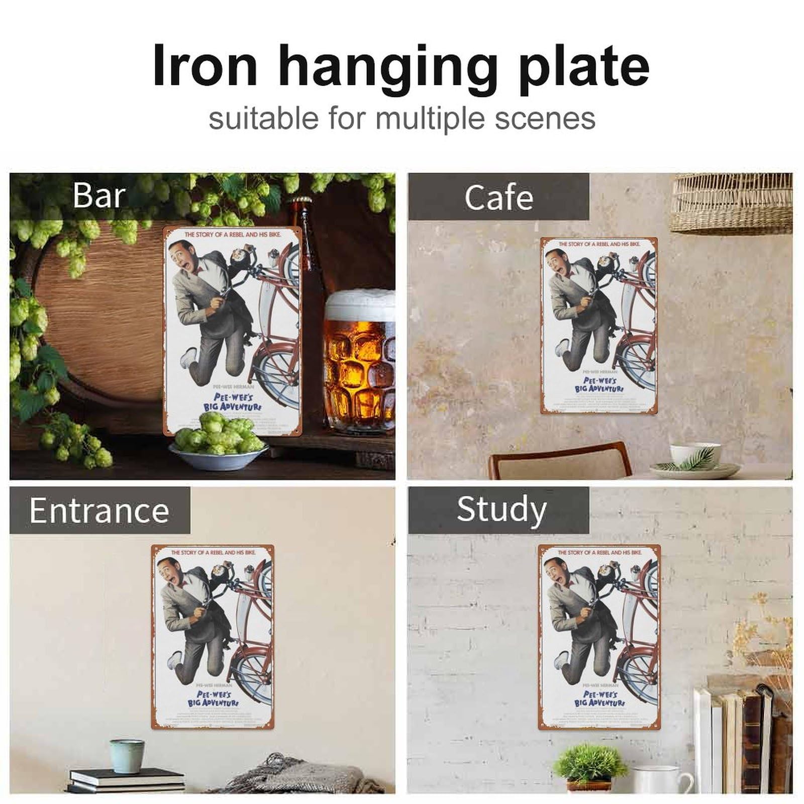 Pee-Wee's Big Adventure Tin Sign Retro Metal Movie Poster Art Wall Home Decor 8x12 Inches