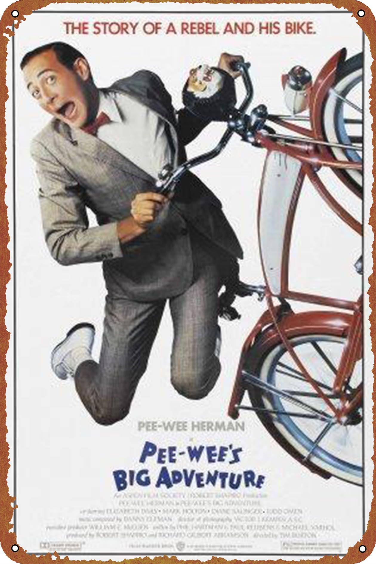 Pee-Wee's Big Adventure Tin Sign Retro Metal Movie Poster Art Wall Home Decor 8x12 Inches