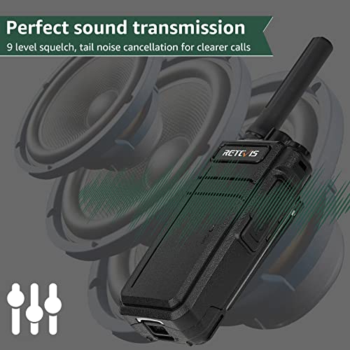 Retevis RB37 New Version,Bluetooth Two Way Radio,Walkie Talkies for Adults,Wireless Earpiece,2000 mAh,VOX,Type-C,for Retail Pet Hospital (2 Pack)