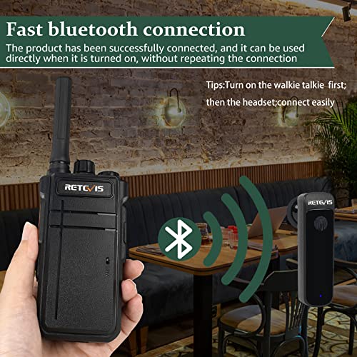 Retevis RB37 New Version,Bluetooth Two Way Radio,Walkie Talkies for Adults,Wireless Earpiece,2000 mAh,VOX,Type-C,for Retail Pet Hospital (2 Pack)