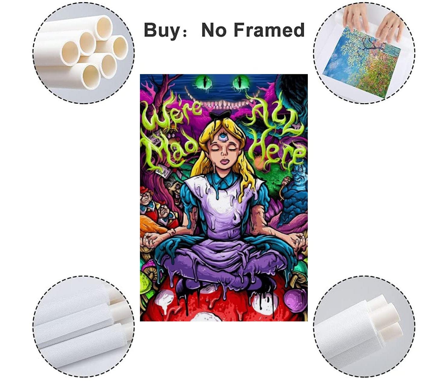 Alice Wonderland Poster Fabric Art Poster Fabric Prints 16x24 inch for Wall Decoration No Framed