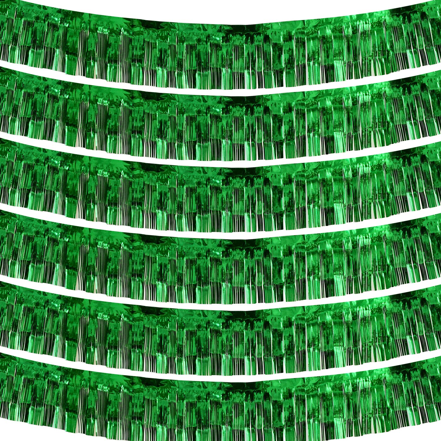 Blukey 10 Feet by 15 Inch Fuchsia Foil Fringe Garland - Pack of 6 | Shiny Metallic Tinsel Banner | Ideal for Parade Floats, Bridal Shower, Wedding, Birthday, Christmas | Wall Hanging Drapes