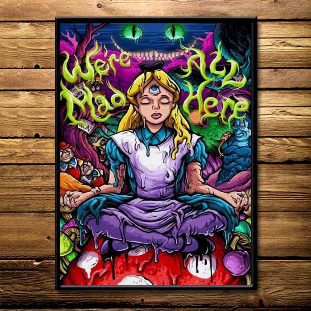 Alice Wonderland Poster Fabric Art Poster Fabric Prints 16x24 inch for Wall Decoration No Framed