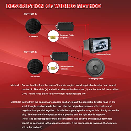 H YANKA 160 Watt CTW-02 Tweeters for Car Audio, Powerful Neodymium Magnet, PRO Neodymium Silk Dome,Easy to Mount,High Performance Component Tweeter System - Tweeters Included(Pair)