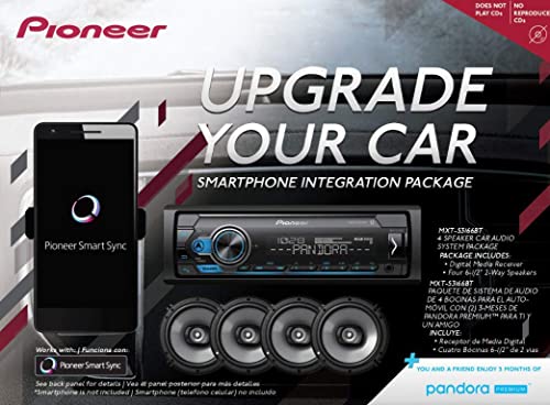 Pioneer MXT- S3166BT Digital Media Receiver + (4) 6.5" 2 Way Speaker Bundle with Pandora Premium Trial