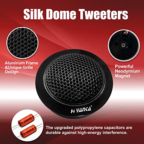 H YANKA 160 Watt CTW-02 Tweeters for Car Audio, Powerful Neodymium Magnet, PRO Neodymium Silk Dome,Easy to Mount,High Performance Component Tweeter System - Tweeters Included(Pair)